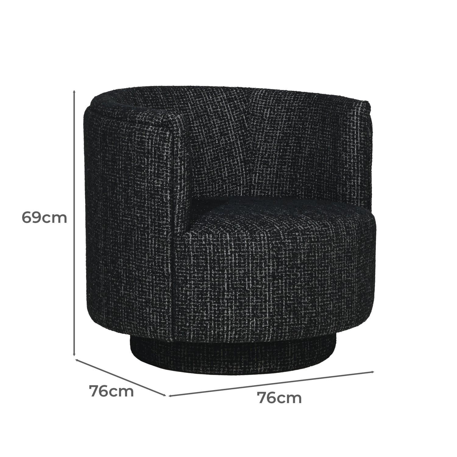 Charcoal Camilla Upholstered Swivel Tub Chair | Temple & Webster