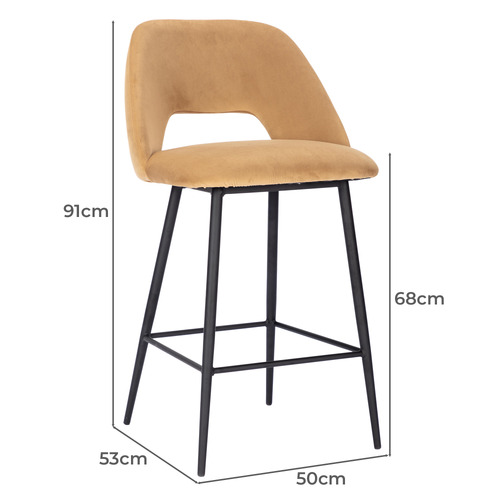 68cm Marco Velvet Bar Stools | Temple & Webster