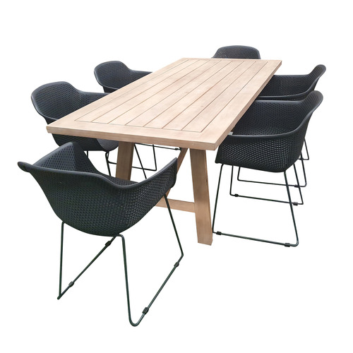 6 Seater Miami Outdoor Dining Table & Chair Set | Temple & Webster