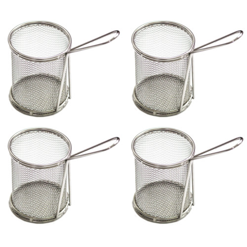 Circular Stainless Steel 4-Piece Mini Chip Bucket Set | Temple & Webster