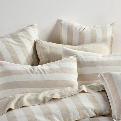 Natural Vintage Stripe Linen-Blend Quilt Cover Set | Temple & Webster