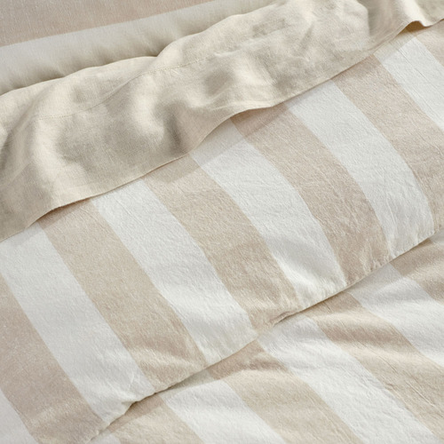 Natural Vintage Stripe Linen-Blend Quilt Cover Set | Temple & Webster