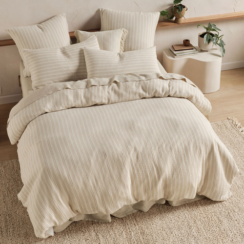 Linen House Natural Majorca Cotton Quilt Cover Set | Temple & Webster