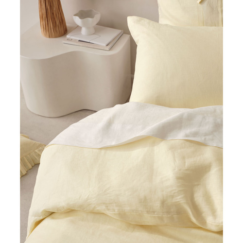 Linen House Lemon Nimes Linen Quilt Cover Set | Temple & Webster