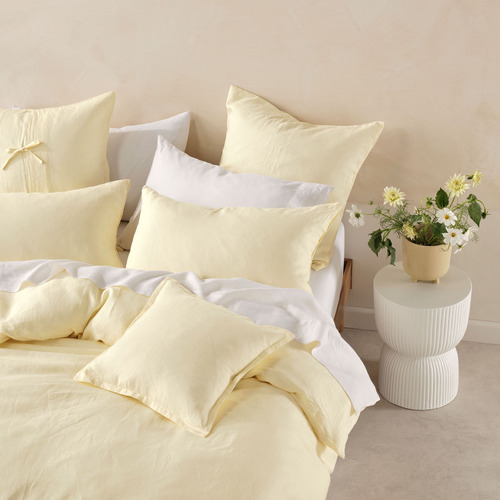 Linen House Lemon Nimes Linen Quilt Cover Set | Temple & Webster