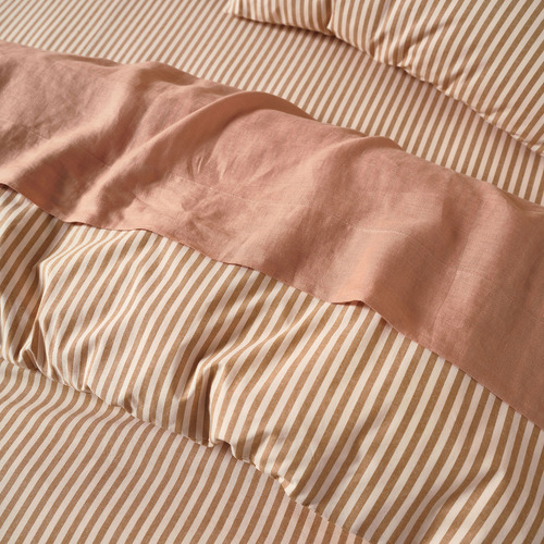 Linen House Nutmeg Stripe Classic Cotton Quilt Cover Set | Temple & Webster