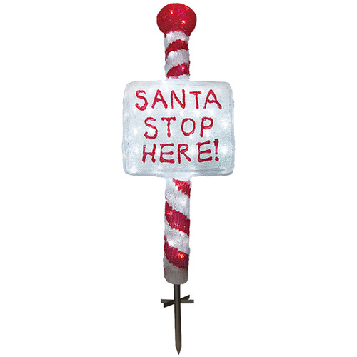 Santa Stop Here Sign LED Christmas Stake Light | Temple & Webster