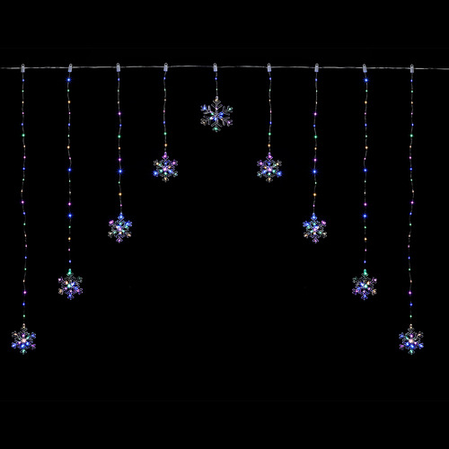 Ciara V-Shape LED Curtain Lights with Snowflakes | Temple & Webster
