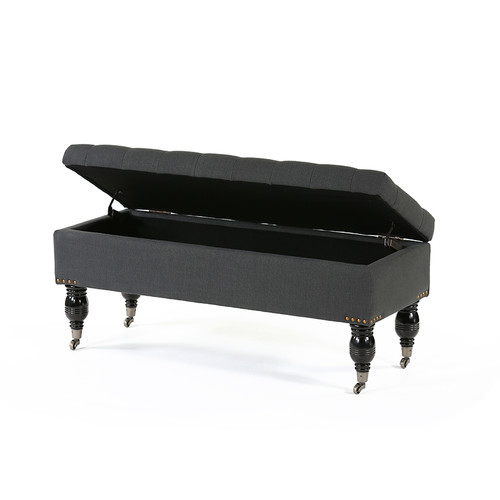 Hyde Park Home Charcoal Ruby Storage Dressing Bench | Temple & Webster
