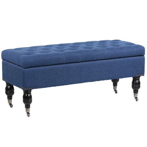 Hyde Park Home Navy Sophie Storage Dressing Bench | Temple & Webster