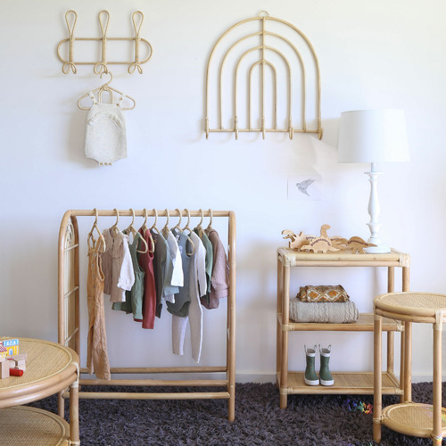 Hyde Park Home Kids' Alayna Rattan Clothes Rack | Temple & Webster