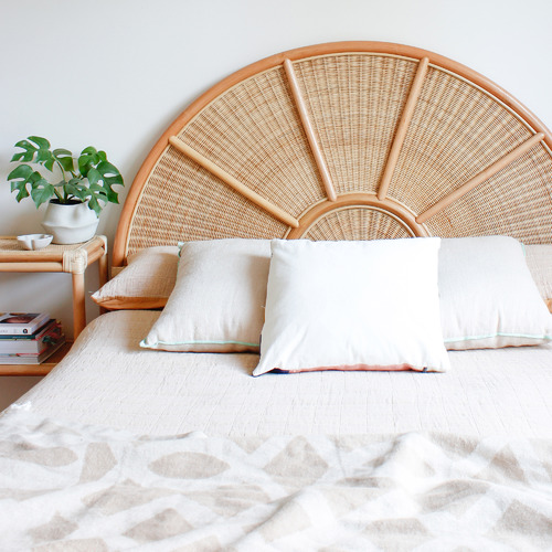 Hyde Park Home Natural Marianna Rattan & Wicker Bedhead | Temple & Webster