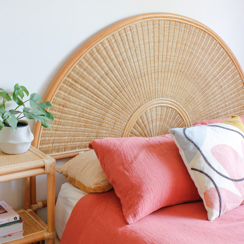 Hyde Park Home Natural Marianna Rattan & Wicker Bedhead | Temple & Webster