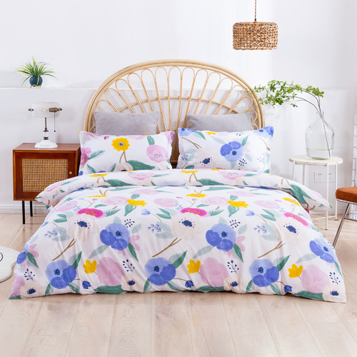 Aldrin Home Purple Lily Cotton Quilt Cover Set | Temple & Webster