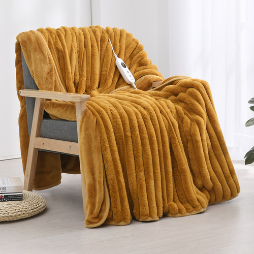 Dreamaker Chunky Faux Fur Heated Throw | Temple & Webster
