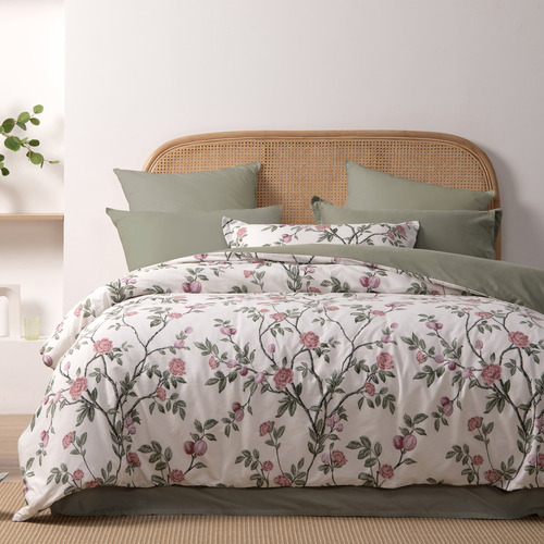 Aldrin Home Magnolia Reversible Cotton Quilt Cover Set | Temple & Webster
