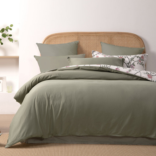 Aldrin Home Magnolia Reversible Cotton Quilt Cover Set | Temple & Webster