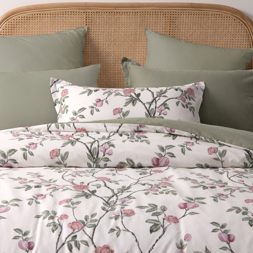 Aldrin Home Magnolia Reversible Cotton Quilt Cover Set | Temple & Webster