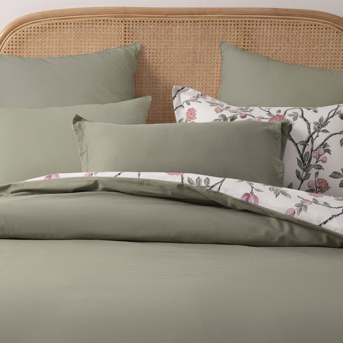 Aldrin Home Magnolia Reversible Cotton Quilt Cover Set | Temple & Webster