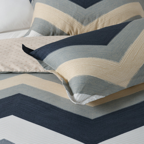 Aldrin Home Chevron Reversible Cotton Quilt Cover Set | Temple & Webster