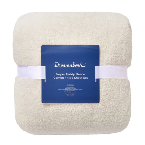 Aldrin Home Jasper Teddy Fleece Combo Fitted Sheet Set | Temple & Webster