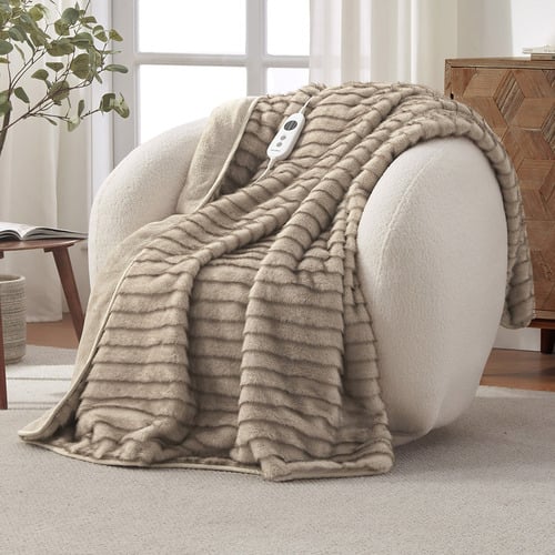 Aldrin Home Nara Faux Fur Heated Throw | Temple & Webster