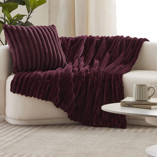 Aldrin Home Chunky Embossed Faux Fur Throw | Temple & Webster