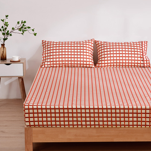 Aldrin Home Grid Micro Flannel Fitted Sheet Set | Temple & Webster