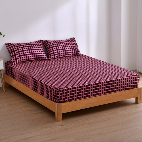 Aldrin Home Grid Micro Flannel Fitted Sheet Set | Temple & Webster