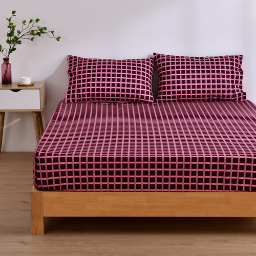 Aldrin Home Grid Micro Flannel Fitted Sheet Set | Temple & Webster