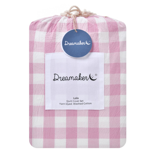 Aldrin Home Pink Sierra Yarn-Dyed Gingham Washed Cotton Quilt Cover Set ...