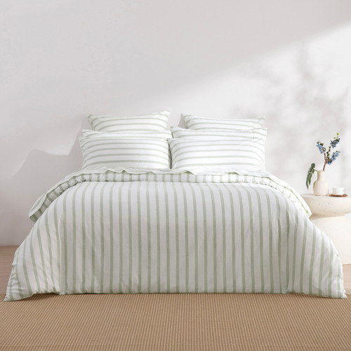 Aldrin Home Sage Beau Yarn-Dyed Washed Cotton Quilt Cover Set | Temple ...