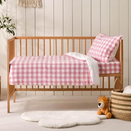 Aldrin Home Pink Pearl Gordon Cotton Cot Quilt Cover Set | Temple & Webster