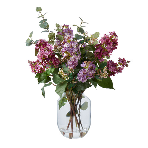 59cm Faux Mixed Lilac with Glass Vase | Temple & Webster