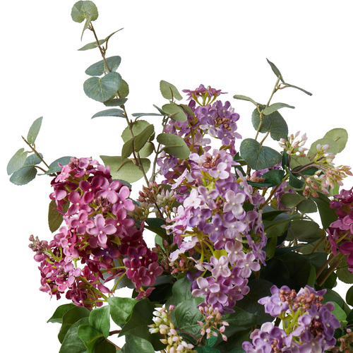 59cm Faux Mixed Lilac with Glass Vase | Temple & Webster