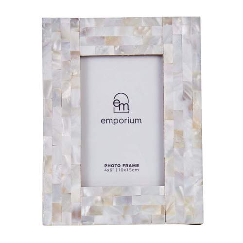 The Home Collective Cream Shell Pearl Photo Frame | Temple & Webster