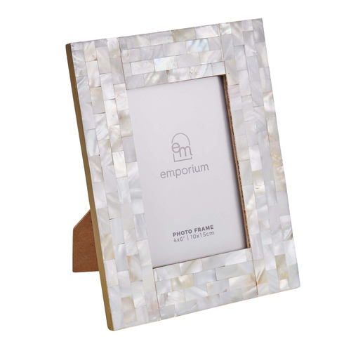 The Home Collective Cream Shell Pearl Photo Frame | Temple & Webster