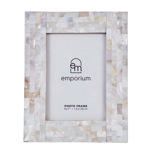 The Home Collective Cream Shell Pearl Photo Frame | Temple & Webster