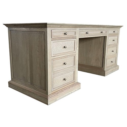 Bettina 7 Drawer Oak Wood Executive Desk | Temple & Webster