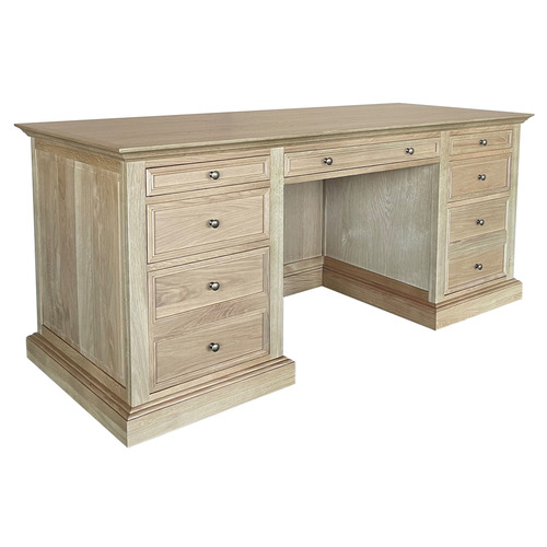 Bettina 7 Drawer Oak Wood Executive Desk | Temple & Webster