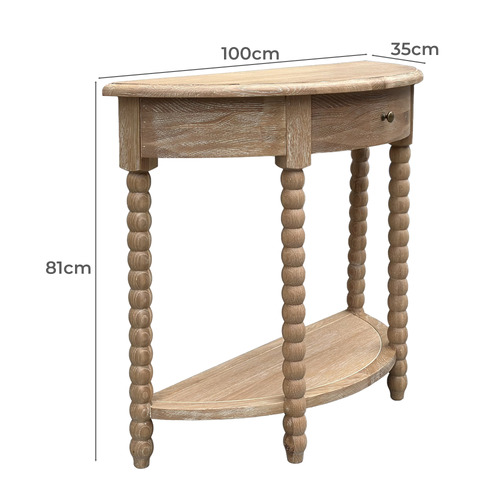 Hamilton Furniture Bobbin Curved Oak Wood Console Table | Temple & Webster
