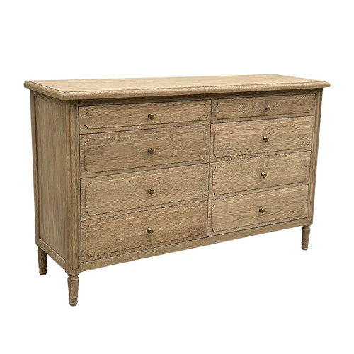 Hamilton Furniture Dylan Oak Wood 8 Drawer Chest | Temple & Webster