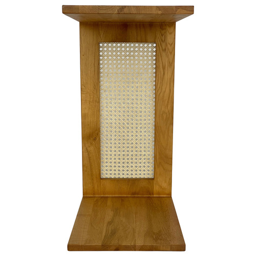 BayviewLiving Ollie C-Shaped Oak Wood & Rattan Side Table | Temple ...