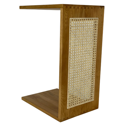 BayviewLiving Ollie C-Shaped Oak Wood & Rattan Side Table | Temple ...