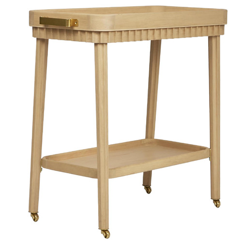Malone Oak Wood Fluted Bar Cart | Temple & Webster