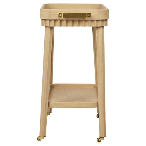 Malone Oak Wood Fluted Bar Cart | Temple & Webster