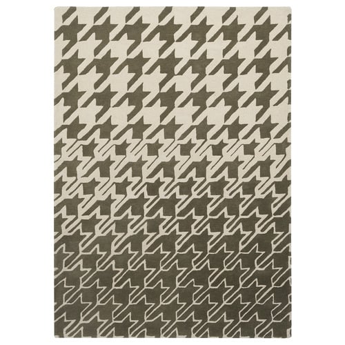 Moss Houndstooth Hand-Tufted Pure New Wool Rug | Temple & Webster