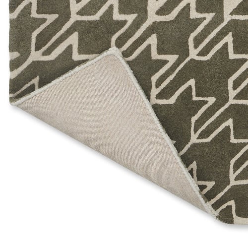 Moss Houndstooth Hand-Tufted Pure New Wool Rug | Temple & Webster