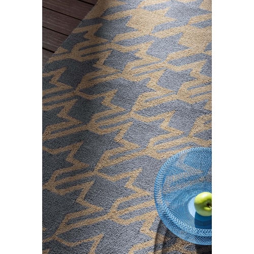 Washed Blue Houndstooth Outdoor Rug | Temple & Webster