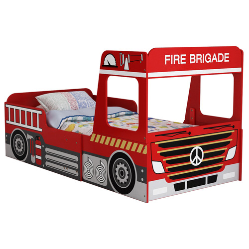 Gigi's Garden Laurence Adjustable Fire Truck Bed with Mattress | Temple ...